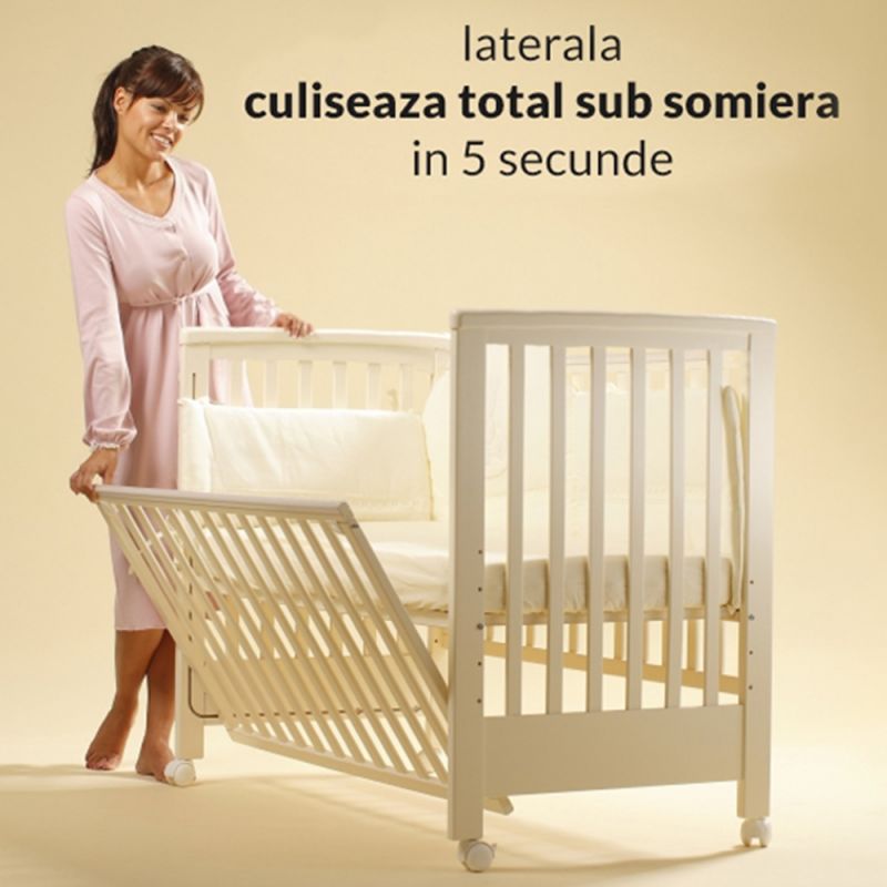 Patut co-sleeping 120x60 cu laterala culisanta total si roti Treppy ...