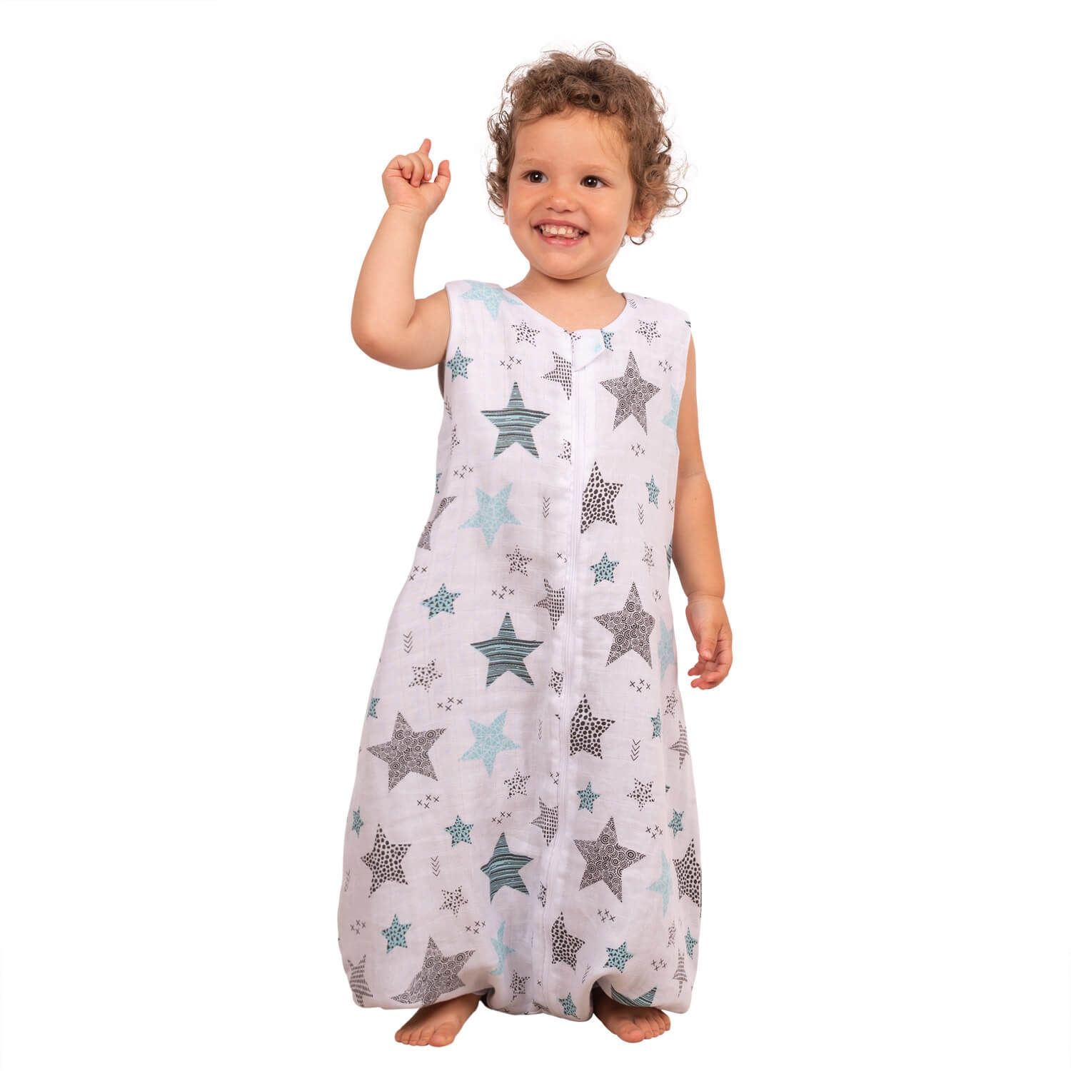 Sac de dormit cu picioare de vara din muselina 18-36 luni All Mint ...